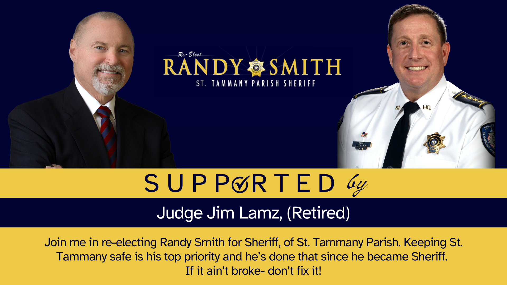 Retired Judge, Jim Lamz Supports Sheriff Randy Smith - Re-elect Randy Smith